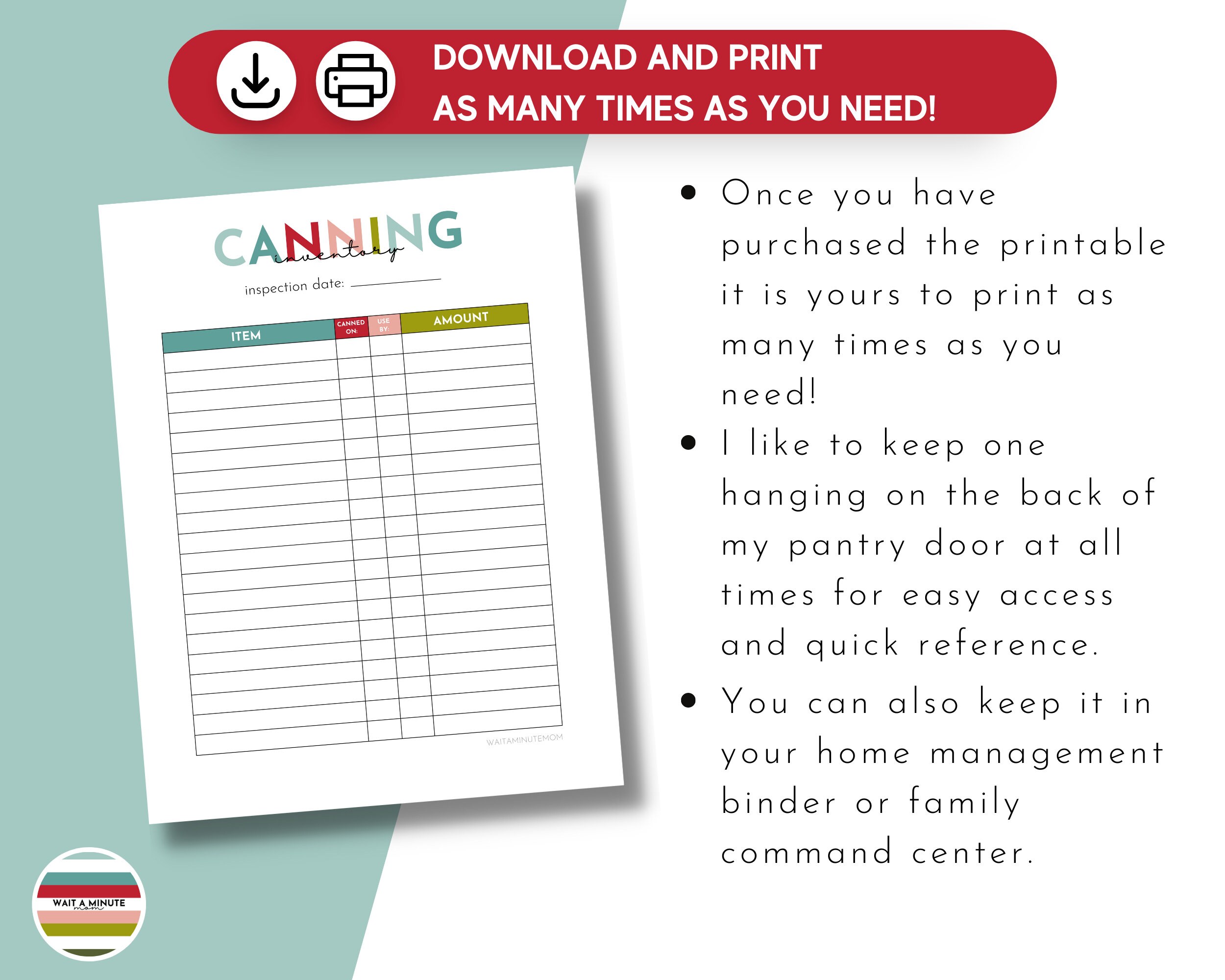 Printable Canning Inventory, Canning Stock List, Home Canning Journal ...