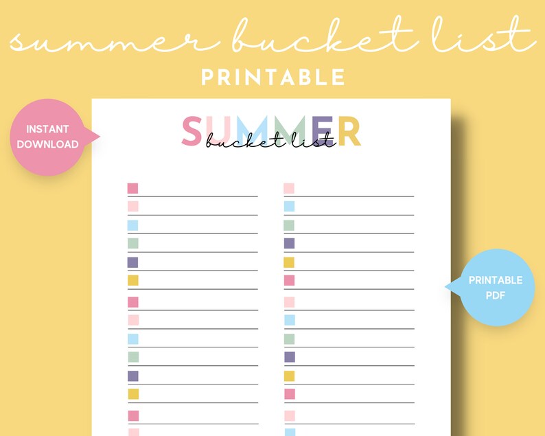 Blank Family Summer Bucket List Printable Summer Printables - Etsy
