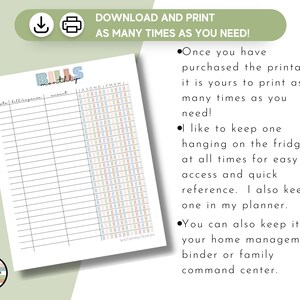 Monthly Bill Tracker Printable JULY START Monthly Expenses - Etsy