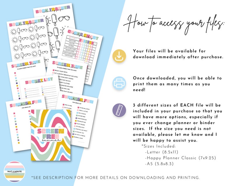 Screen Free Summer for Kids Printables Pack, Screen Time Chore Chart ...