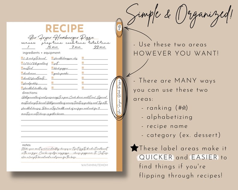 Recipe Pages Neutral Color Palette Printables, Blank Recipe Sheets ...