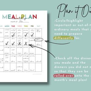 Printable Monthly Meal Plan, Meal Plan Calendar, Monthly Menu Plan ...