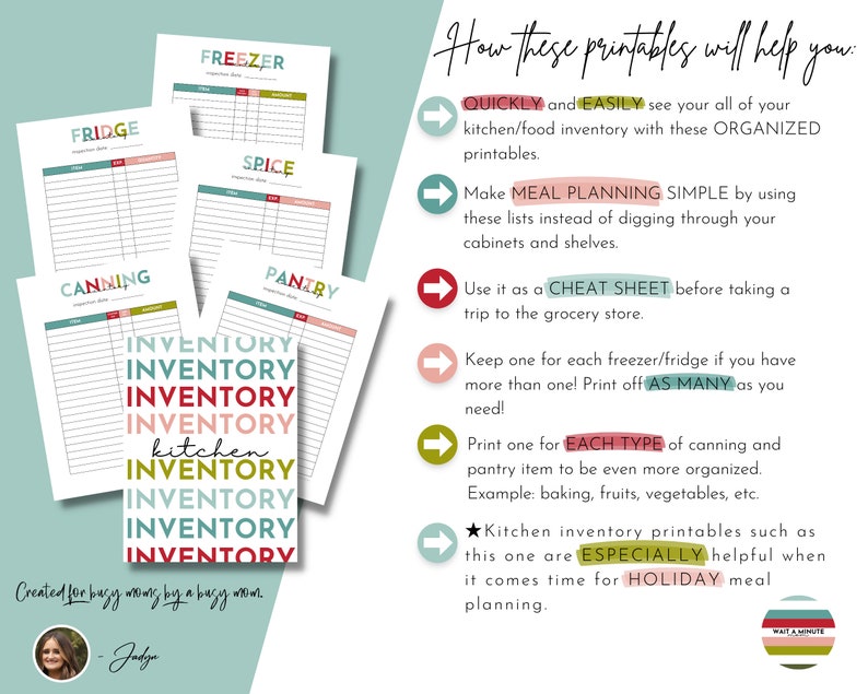 Kitchen Inventory Printables Bundle, Food Storage Inventory, Freezer ...