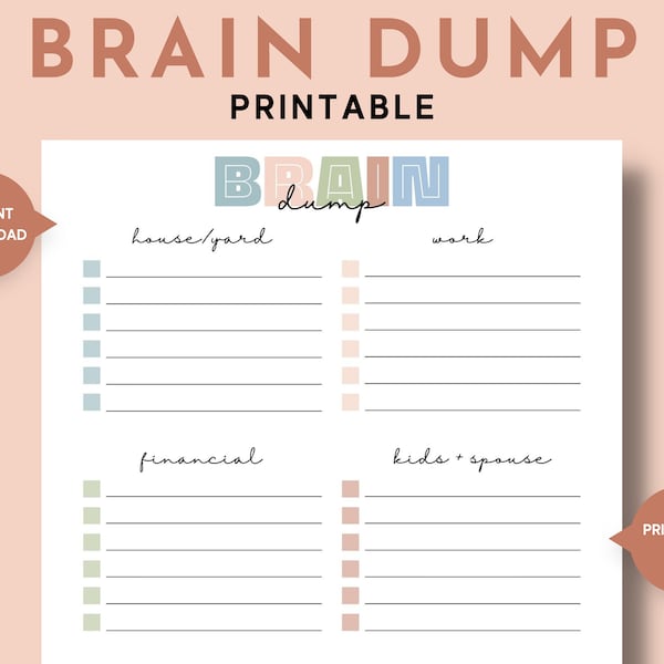Brain Dump Worksheet - Etsy