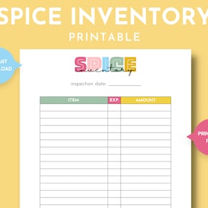 Kitchen Spices Inventory List Printable for Modern Homemaking, Herbs ...