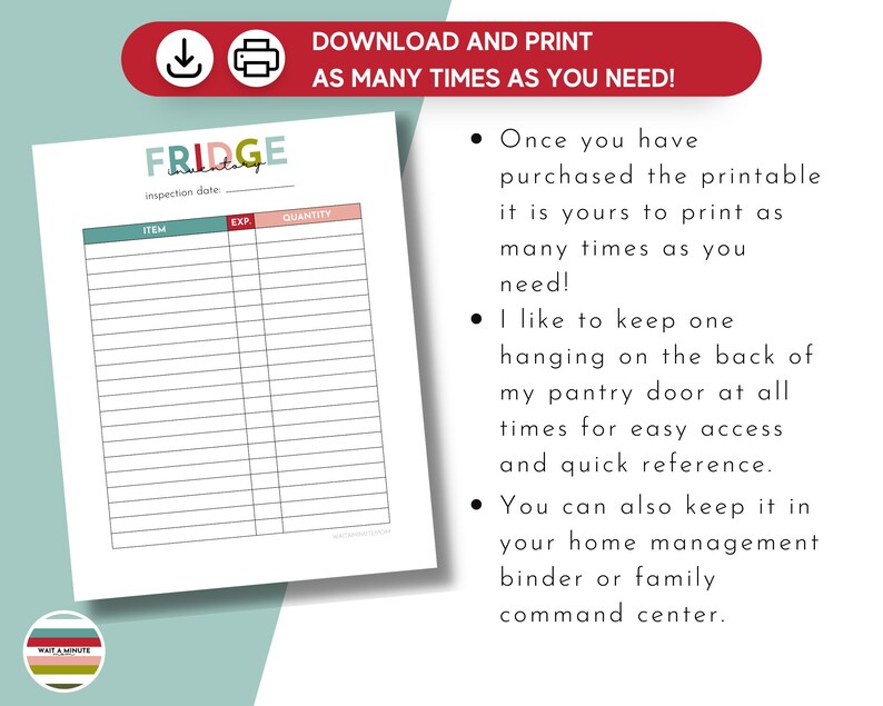 Printable Fridge Inventory, Fridge Inventory List, Fridge Contents ...