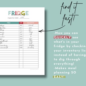 Printable Fridge Inventory, Fridge Inventory List, Fridge Contents ...