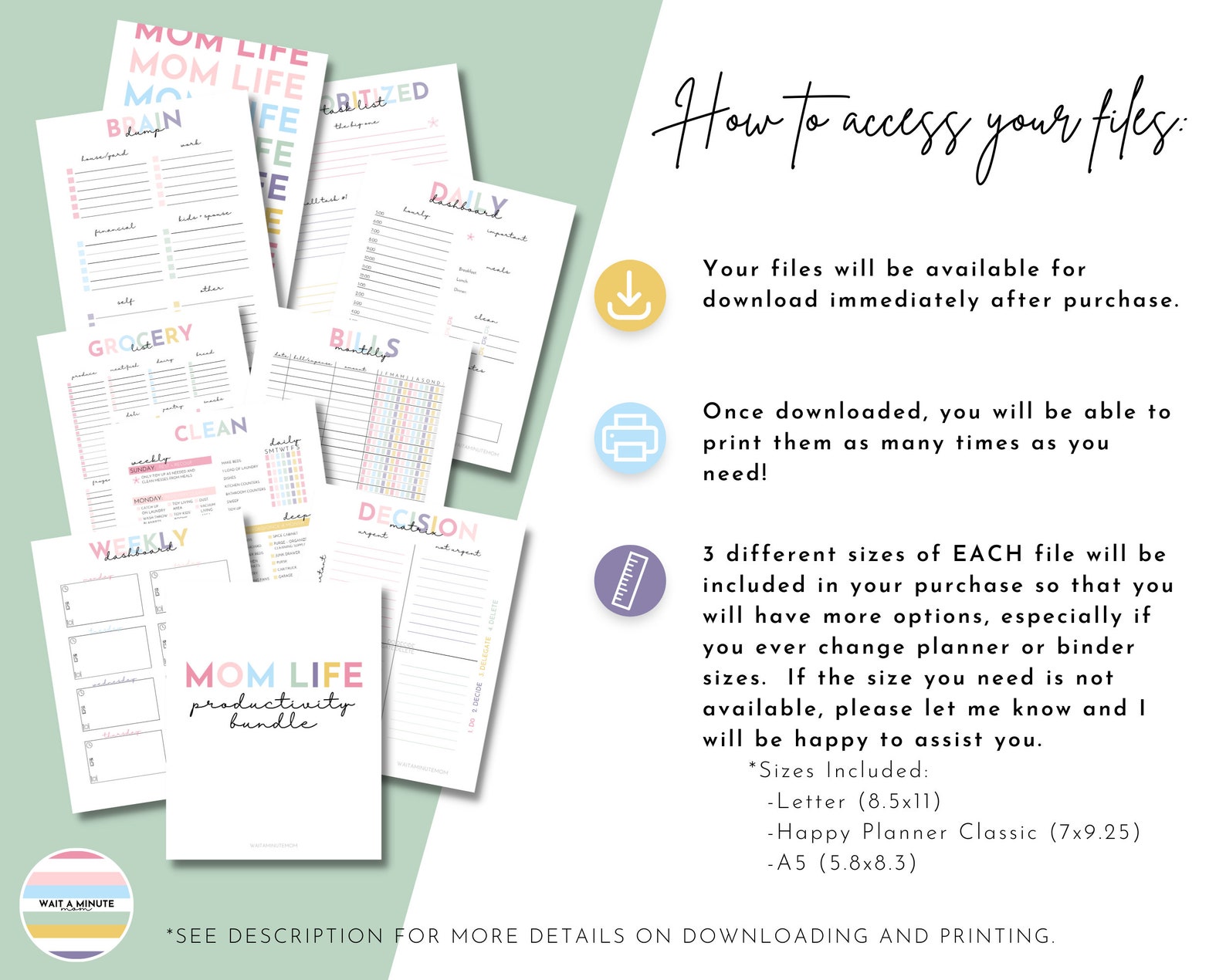 Productivity for Busy Mom Life Printables Bundle, Busy Mom Life Binder ...