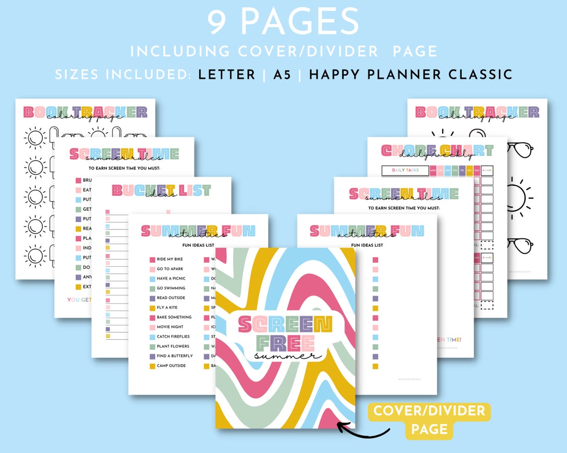 Screen Free Summer for Kids Printables Pack, Screen Time Chore Chart ...
