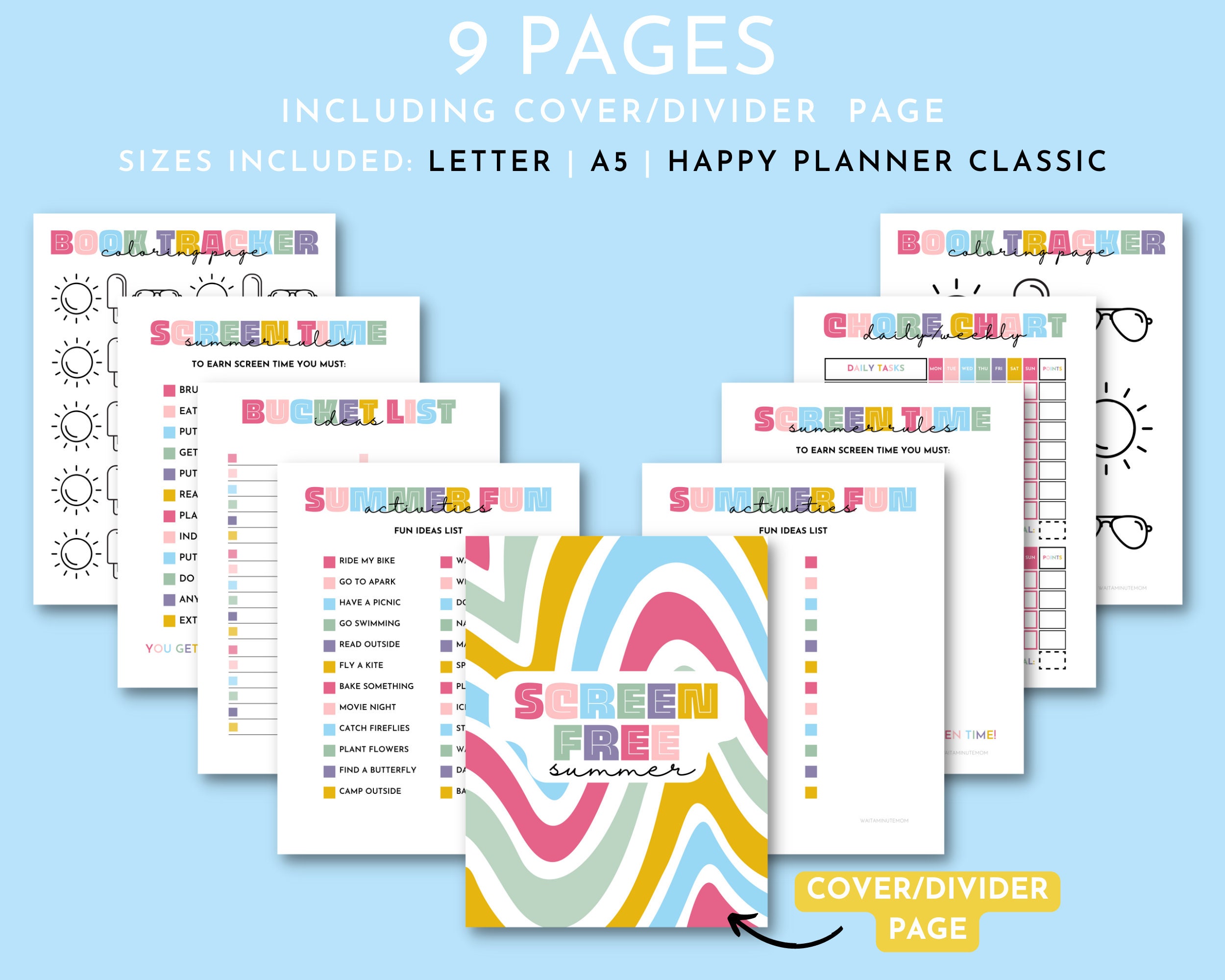 Screen Free Summer for Kids Printables Pack, Screen Time Chore Chart ...