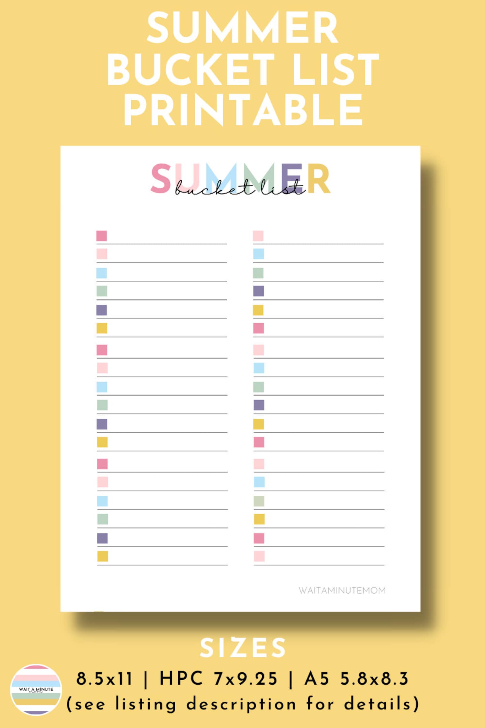 Blank Family Summer Bucket List Printable, Summer Printables for ...