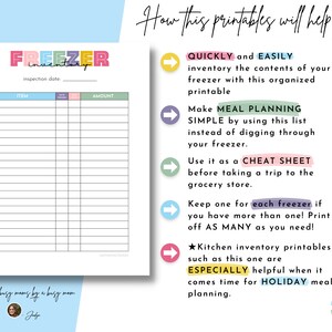 Freezer Inventory Log Printable, Simple Freezer Contents Tracker ...