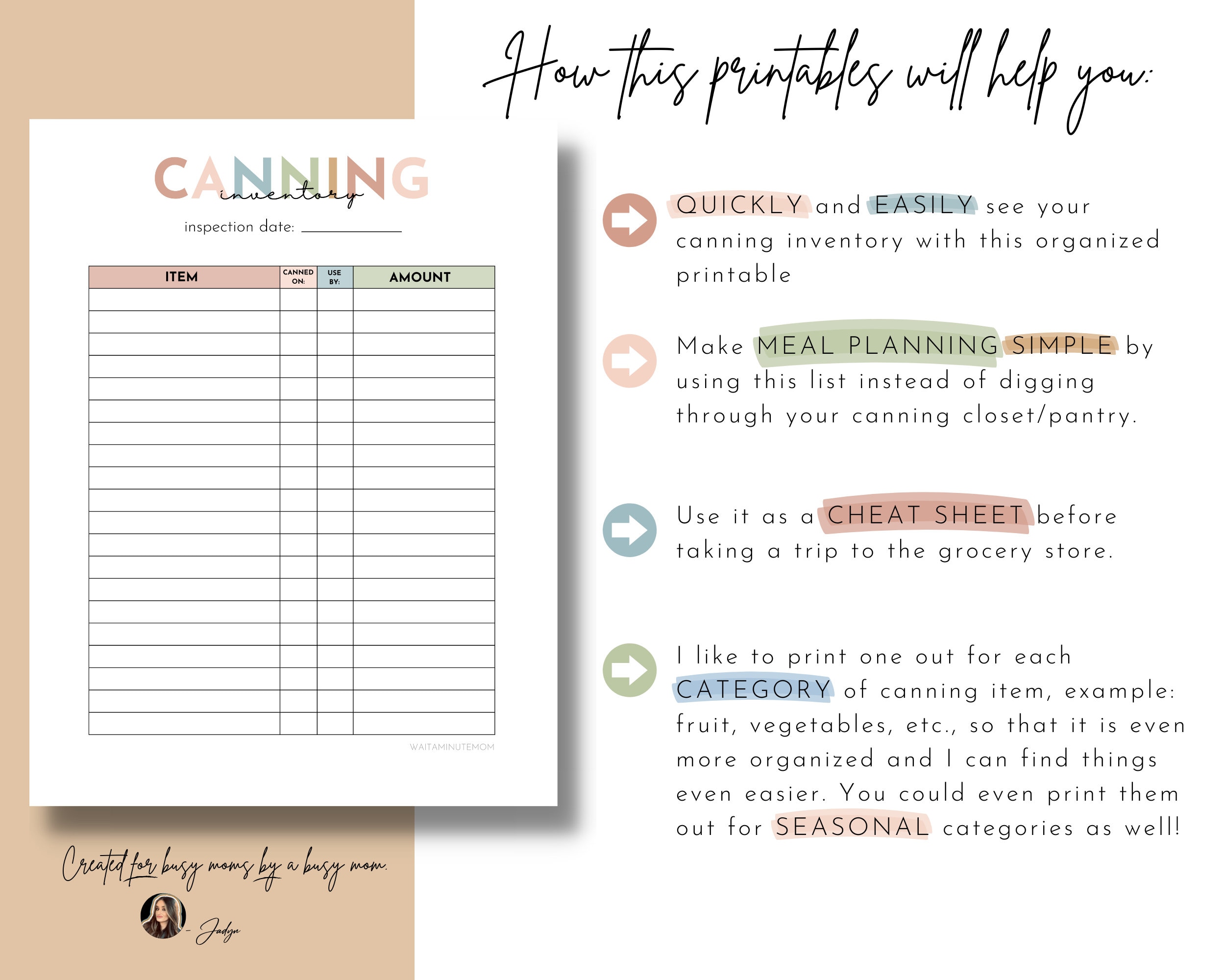 Canning Inventory List Printable, Simple Canning Stock List, Canning ...