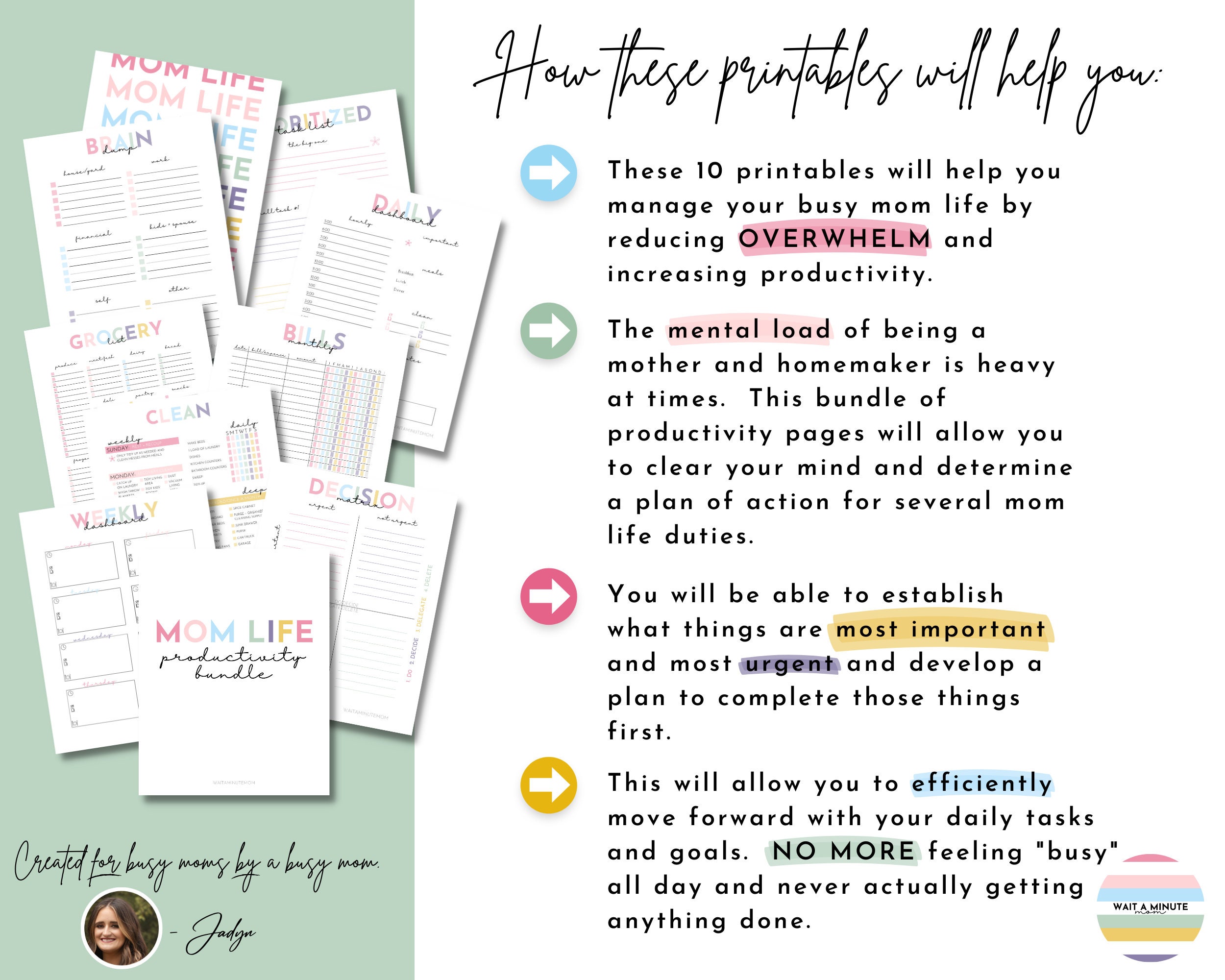 Productivity for Busy Mom Life Printables Bundle, Busy Mom Life Binder ...
