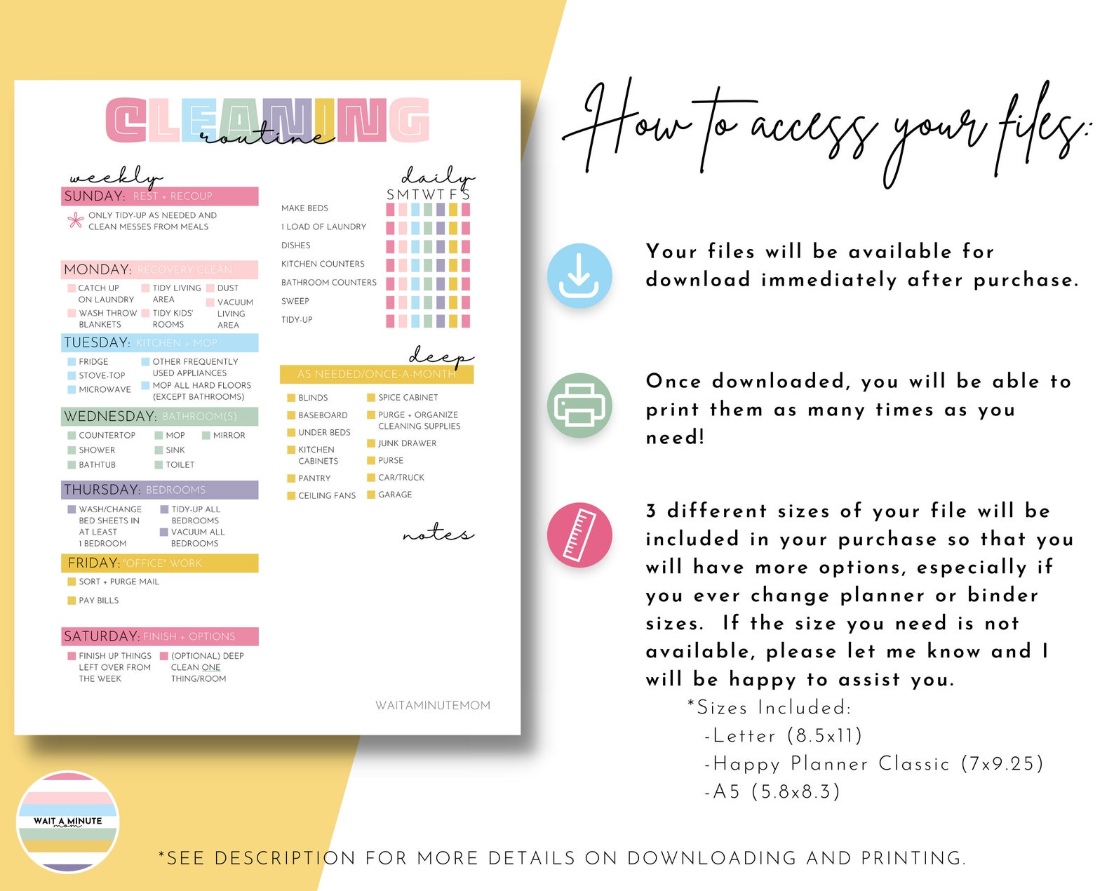 Simple Weekly Cleaning Routine Printable, Busy Mom Cleaning Checklist ...
