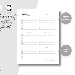 Printable Minimalist Brain Dump Page, Thought Dump, Mind Dump, Mental ...