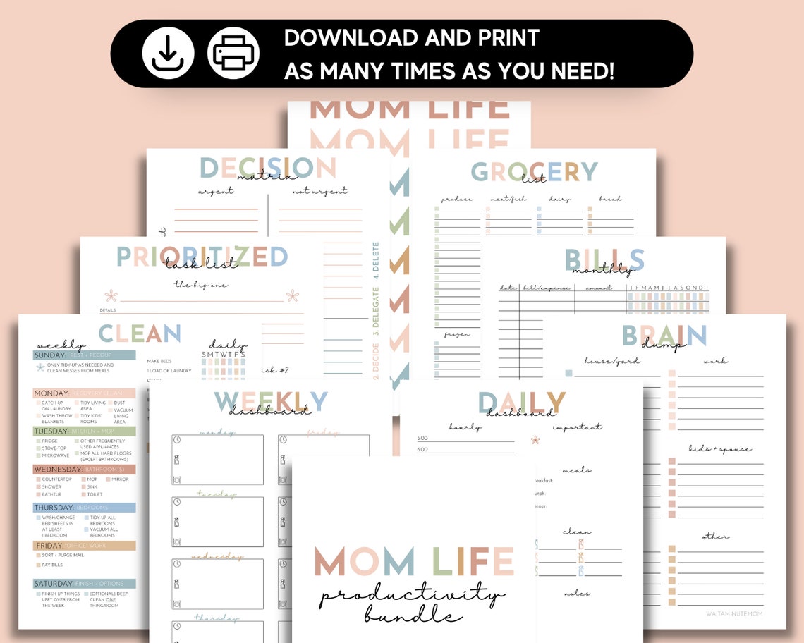 Household Binder Printables, Busy Mom Printables, Mom Life Binder Pages ...