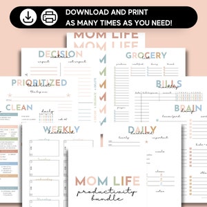 Household Binder Printables, Busy Mom Printables, Mom Life Binder Pages ...