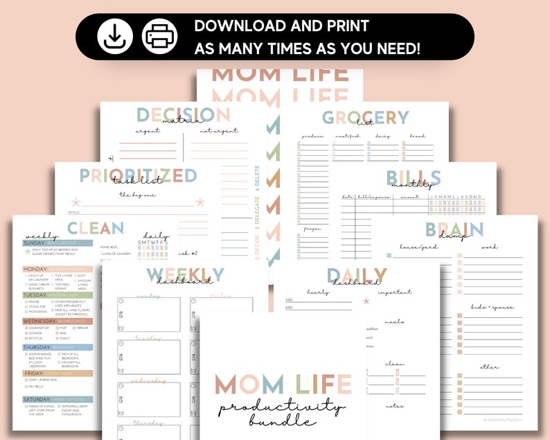 Household Binder Printables, Busy Mom Printables, Mom Life Binder Pages ...