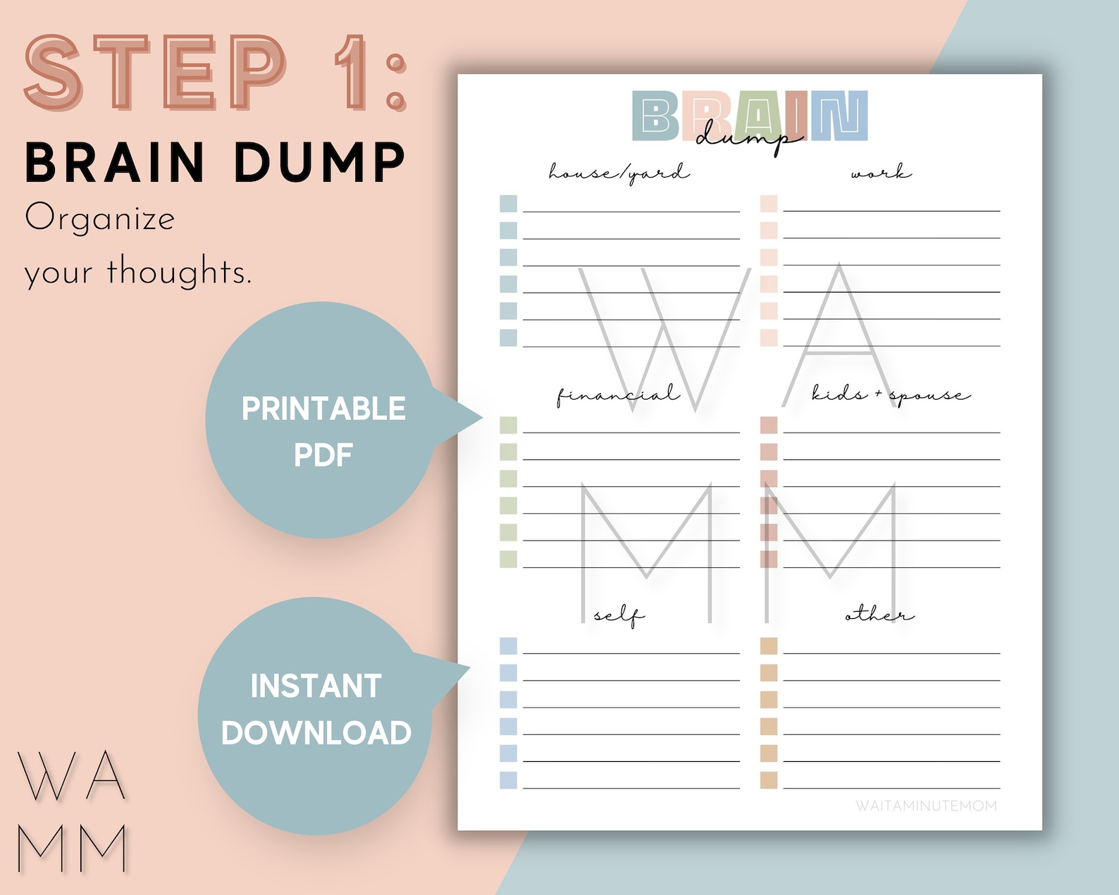 Productivity Printable Bundle, Brain Dump, Decision Matrix, Prioritized ...