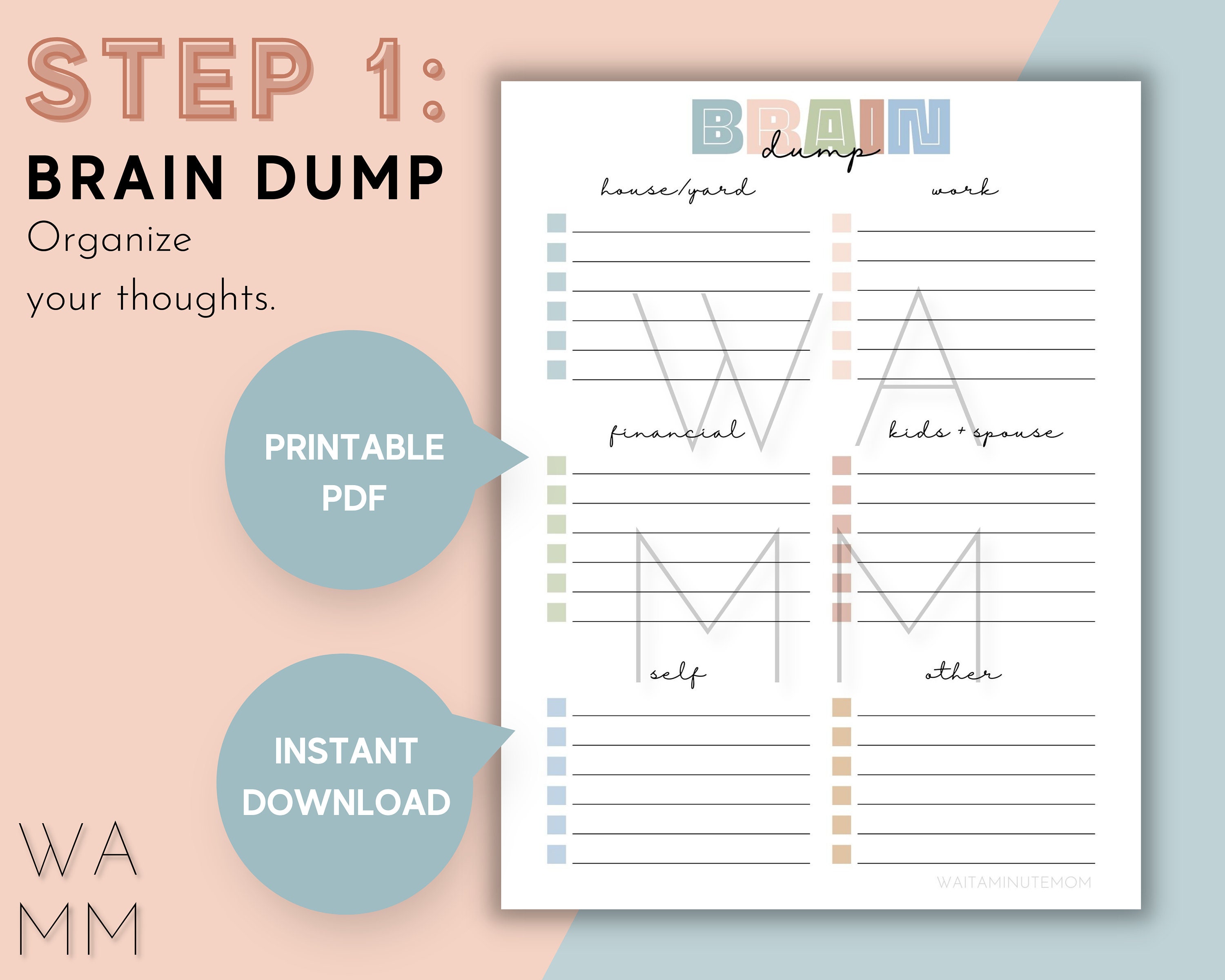 Productivity Printable Bundle, Brain Dump, Decision Matrix, Prioritized ...