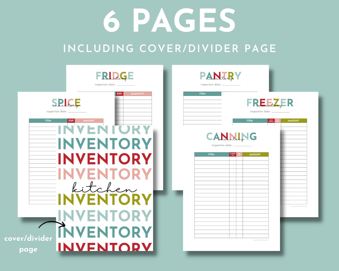 Kitchen Inventory Printables Bundle, Food Storage Inventory, Freezer ...