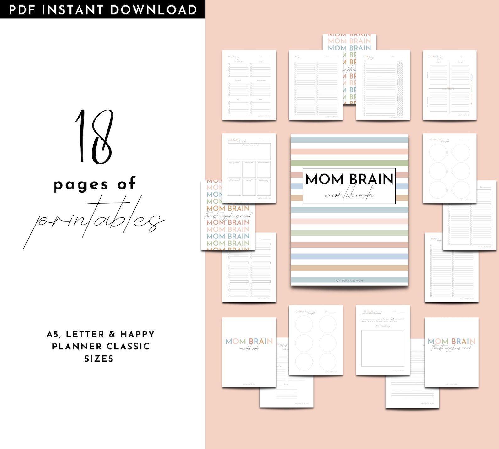 Mom Brain Productivity Workbook, Time Management Printables for Busy ...