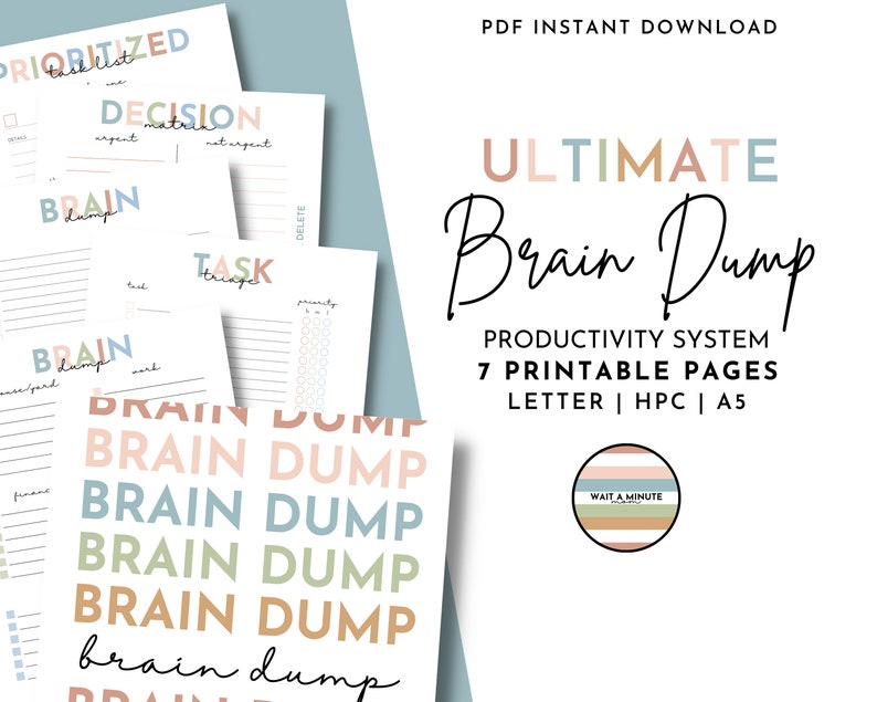 Brain Dump Printable Bundle, Decision Matrix, Thought Organizer ...