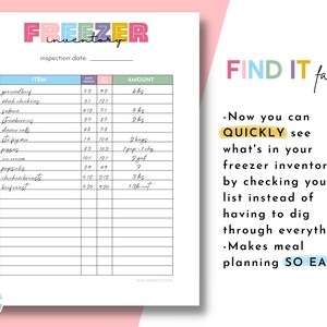 Frozen Food Storage Log Printable for Busy Moms and Homemakers, Simple ...