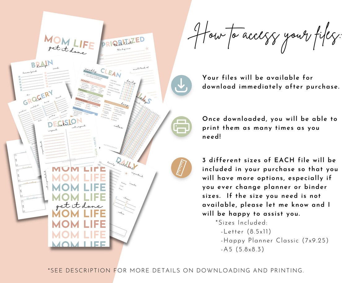 Mom Life Home Management Binder Printables, Mom Life Planner Pages ...