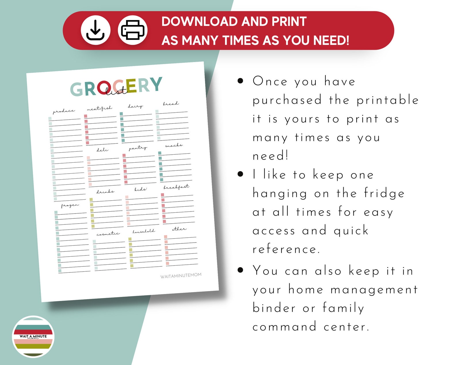 Printable Grocery List With Categories, Grocery Store Checklist ...