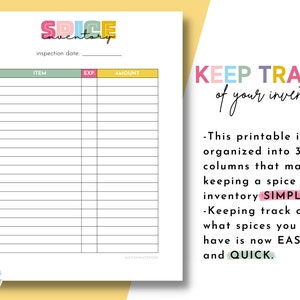 Kitchen Spices Inventory List Printable for Modern Homemaking, Herbs ...