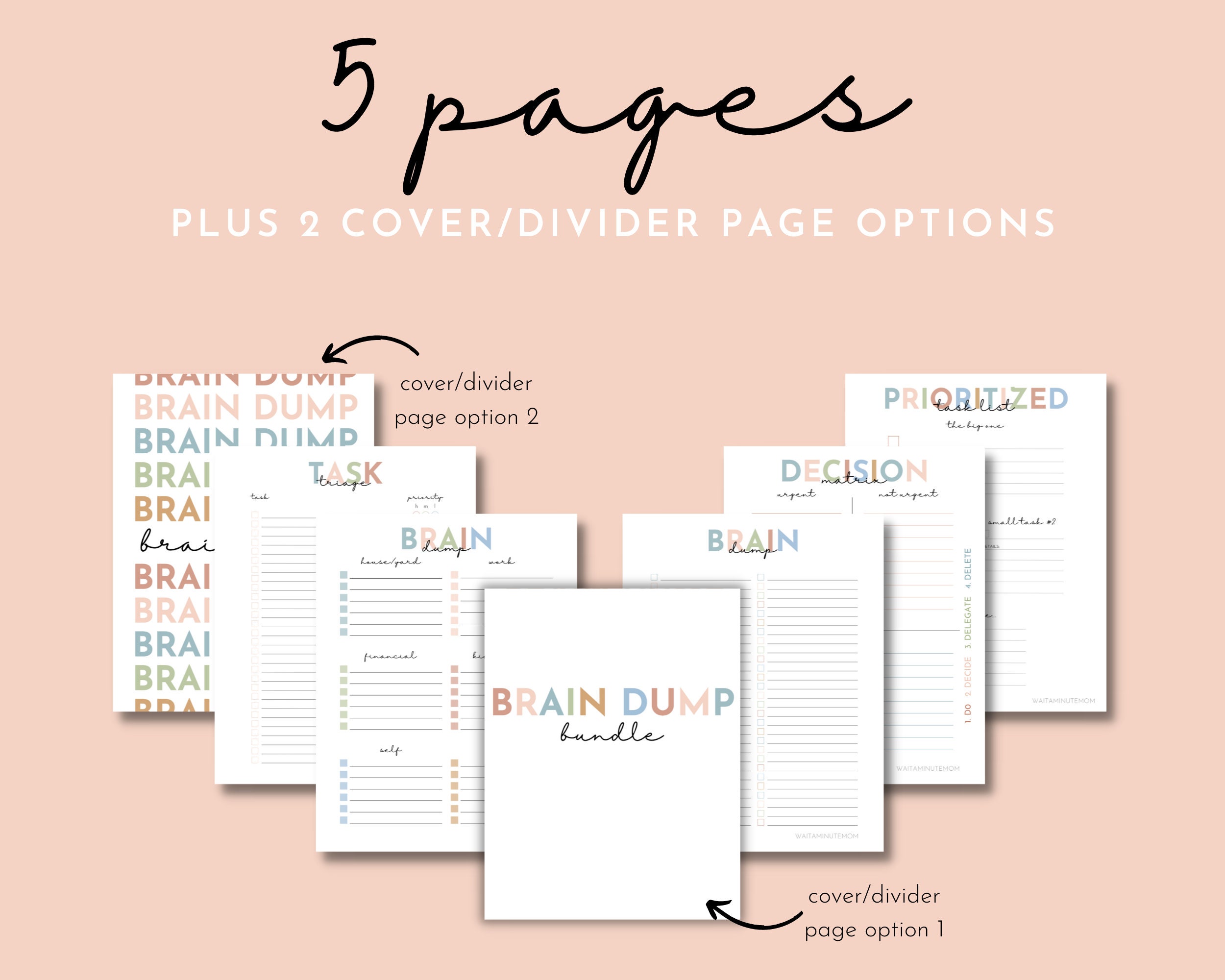 Brain Dump Printable Bundle, Thought Organizer, Decision Matrix ...