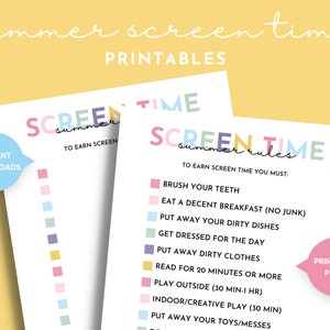 Summer Screen Time Rules Checklist Printable Screen Time - Etsy