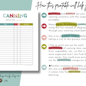 Printable Canning Inventory, Canning Stock List, Home Canning Journal ...