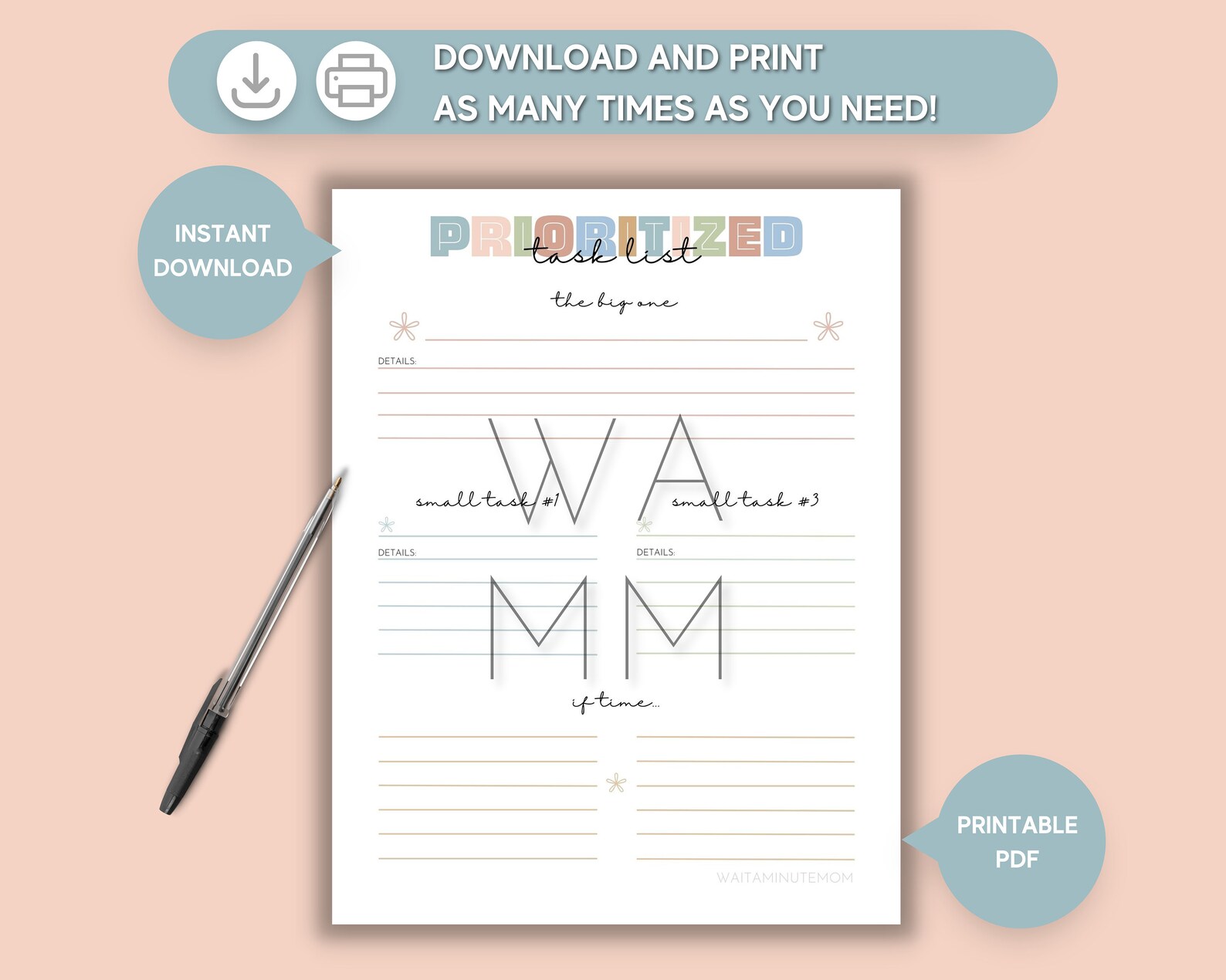 Simple Prioritized Task List Printable for Busy Moms to Do | Etsy