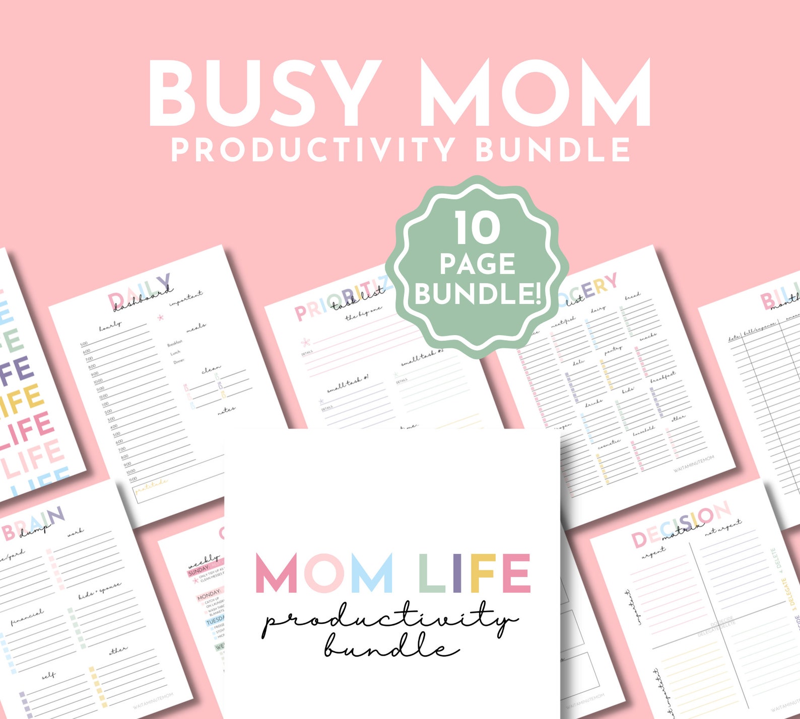 Busy Mom Life Productivity Printables Bundle, Mom Life Binder Pages ...