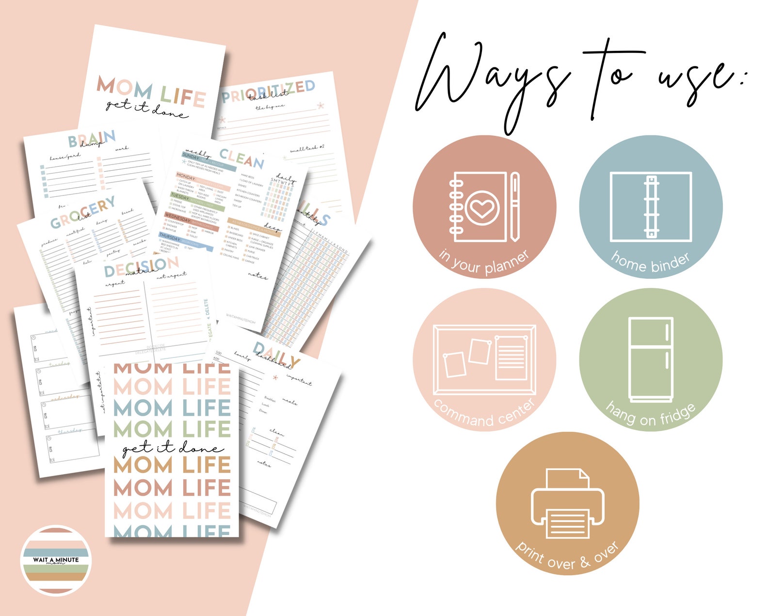 Mom Life Home Management Binder Printables, Mom Life Planner Pages ...