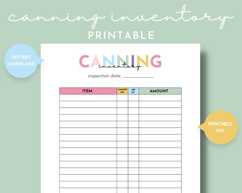 Canning Inventory List Printable, Simple Summer Canning Stock List ...