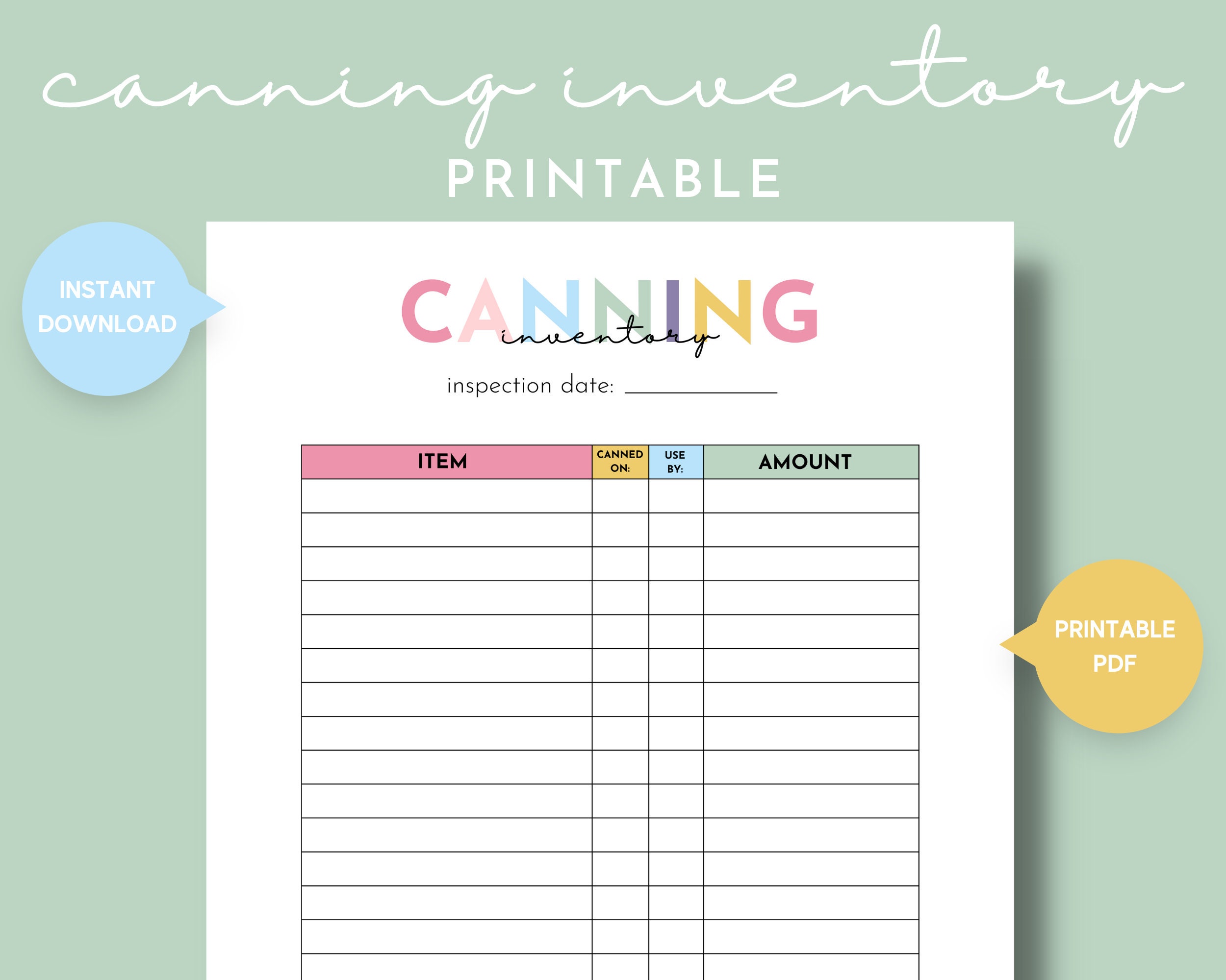 Canning Inventory List Printable, Simple Summer Canning Stock List ...