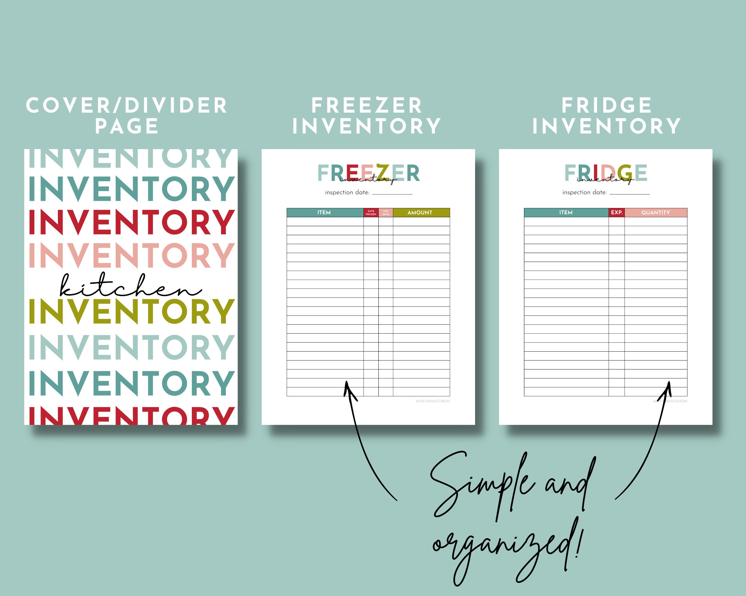 Kitchen Inventory Printables Bundle, Food Storage Inventory, Freezer ...