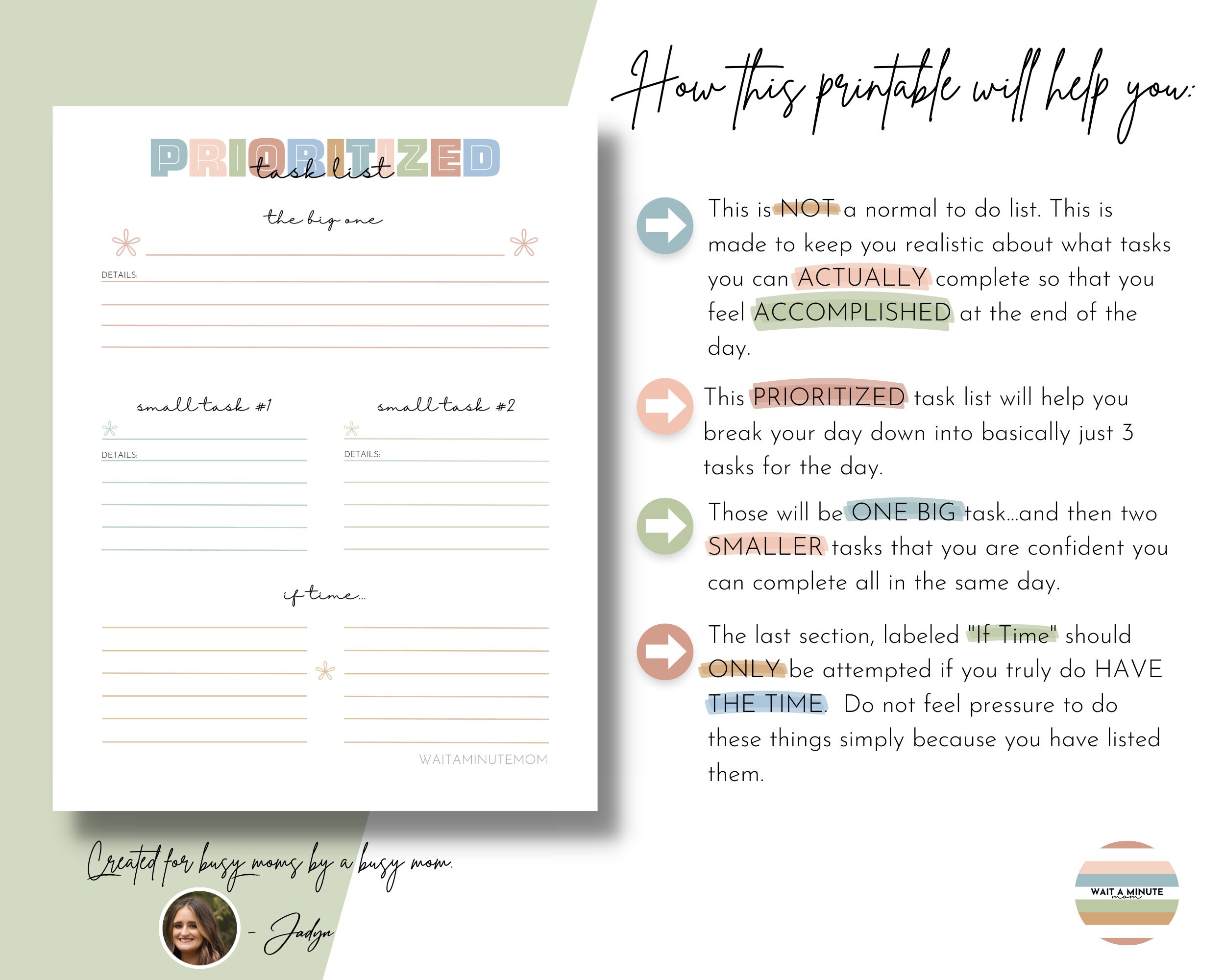 Simple Prioritized Task List Printable for Busy Moms, to Do List ...