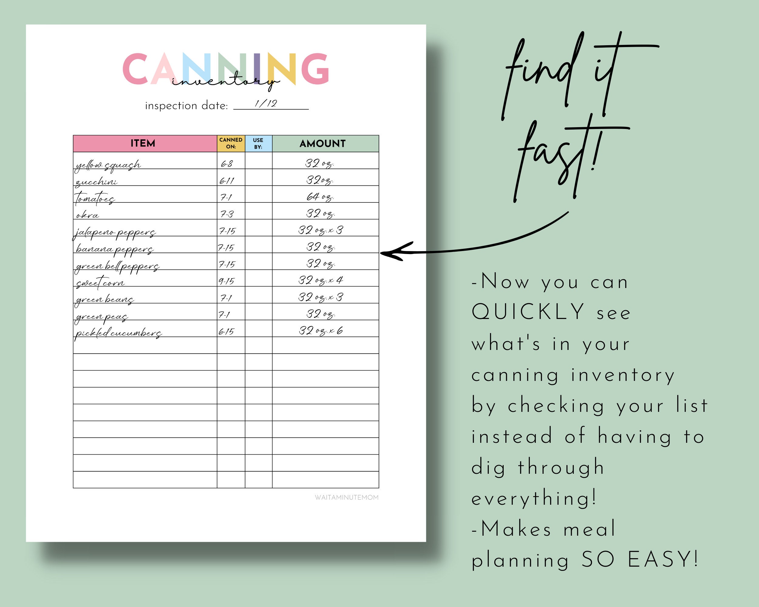 Canning Inventory List Printable, Simple Summer Canning Stock List ...
