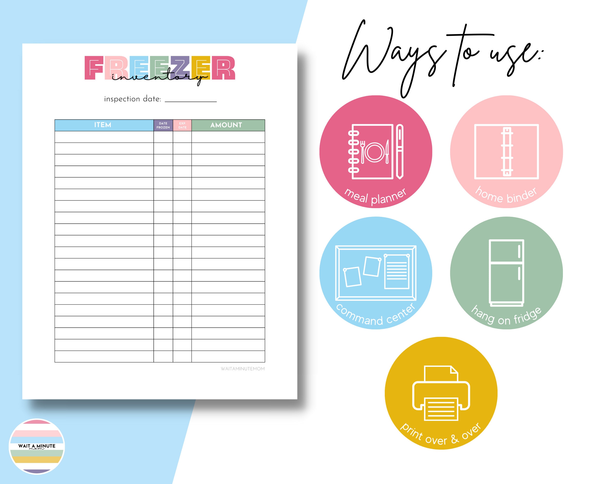 Freezer Inventory Log Printable, Simple Freezer Contents Tracker ...