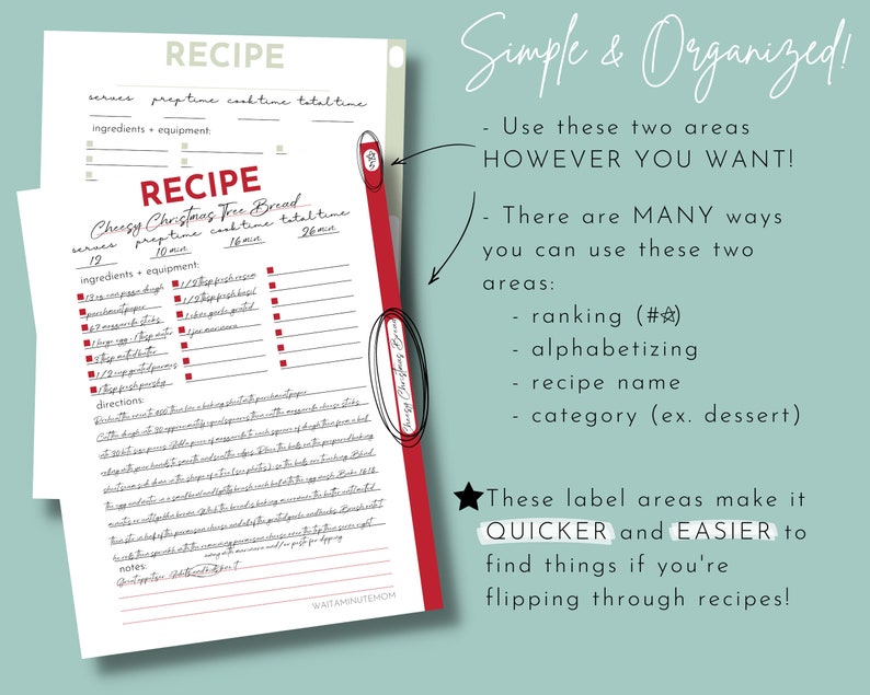 Holiday Recipes Printables Bundle, Christmas Recipe Sheets ...