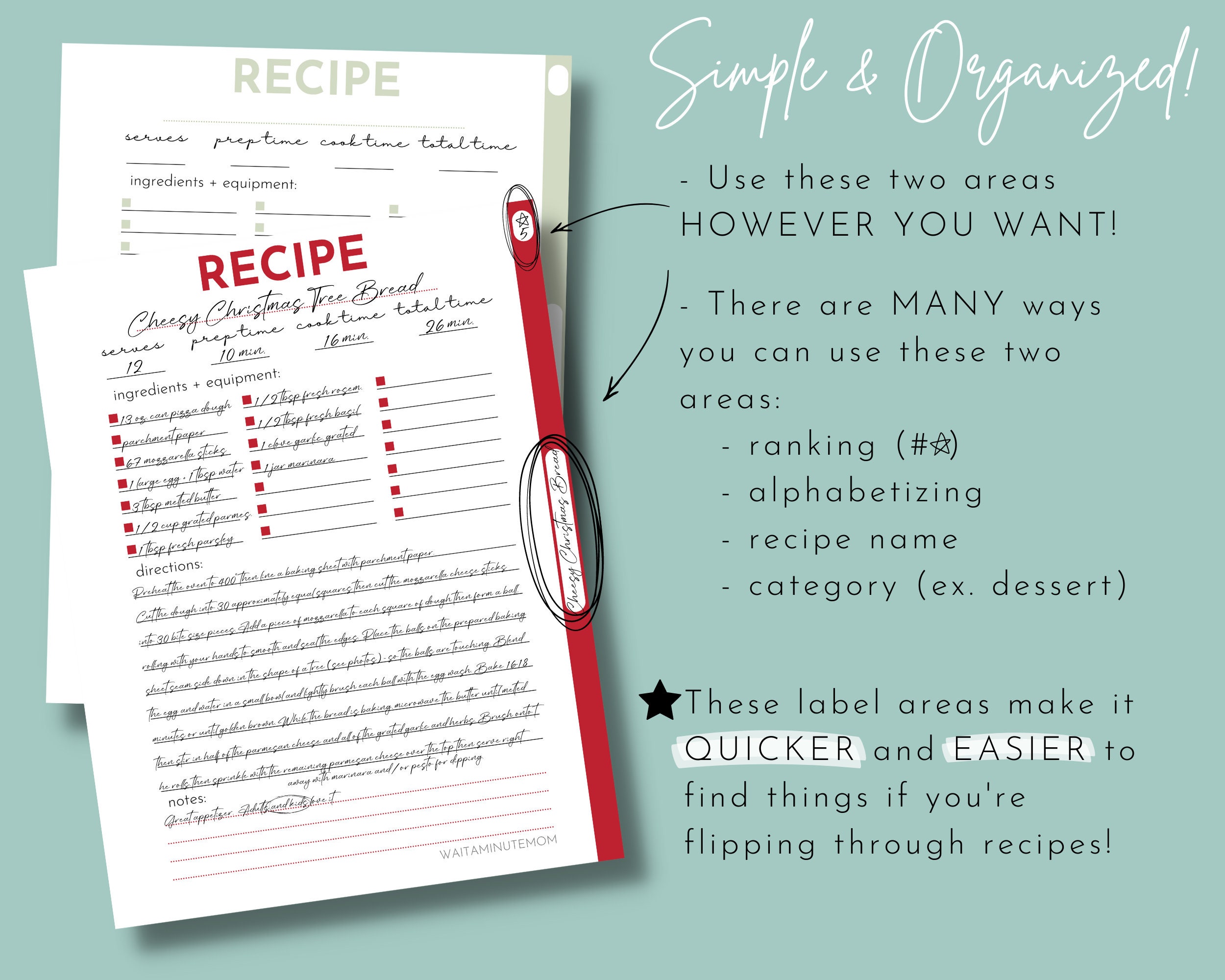 Holiday Recipes Printables Bundle, Christmas Recipe Sheets ...