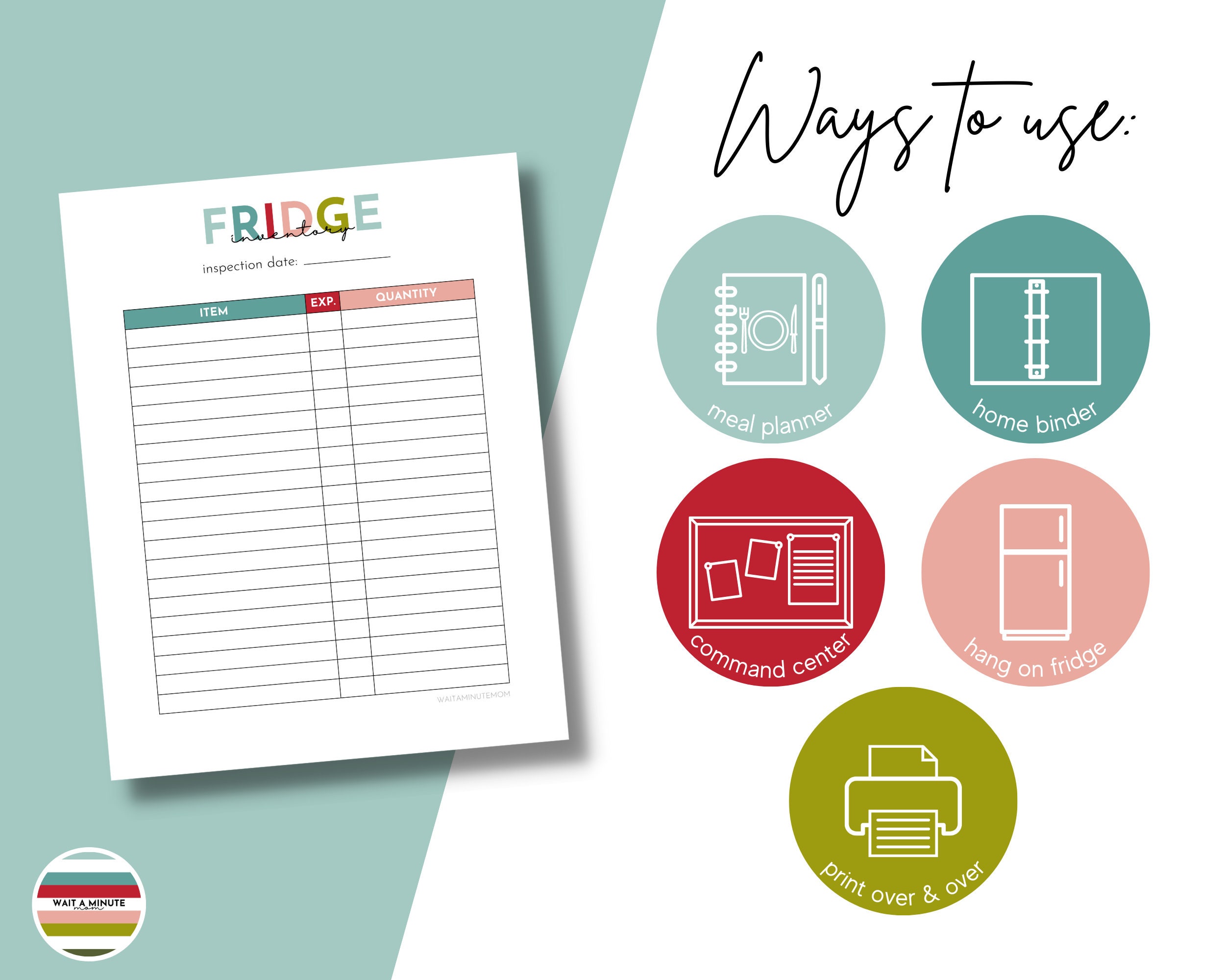 Printable Fridge Inventory, Fridge Inventory List, Fridge Contents ...