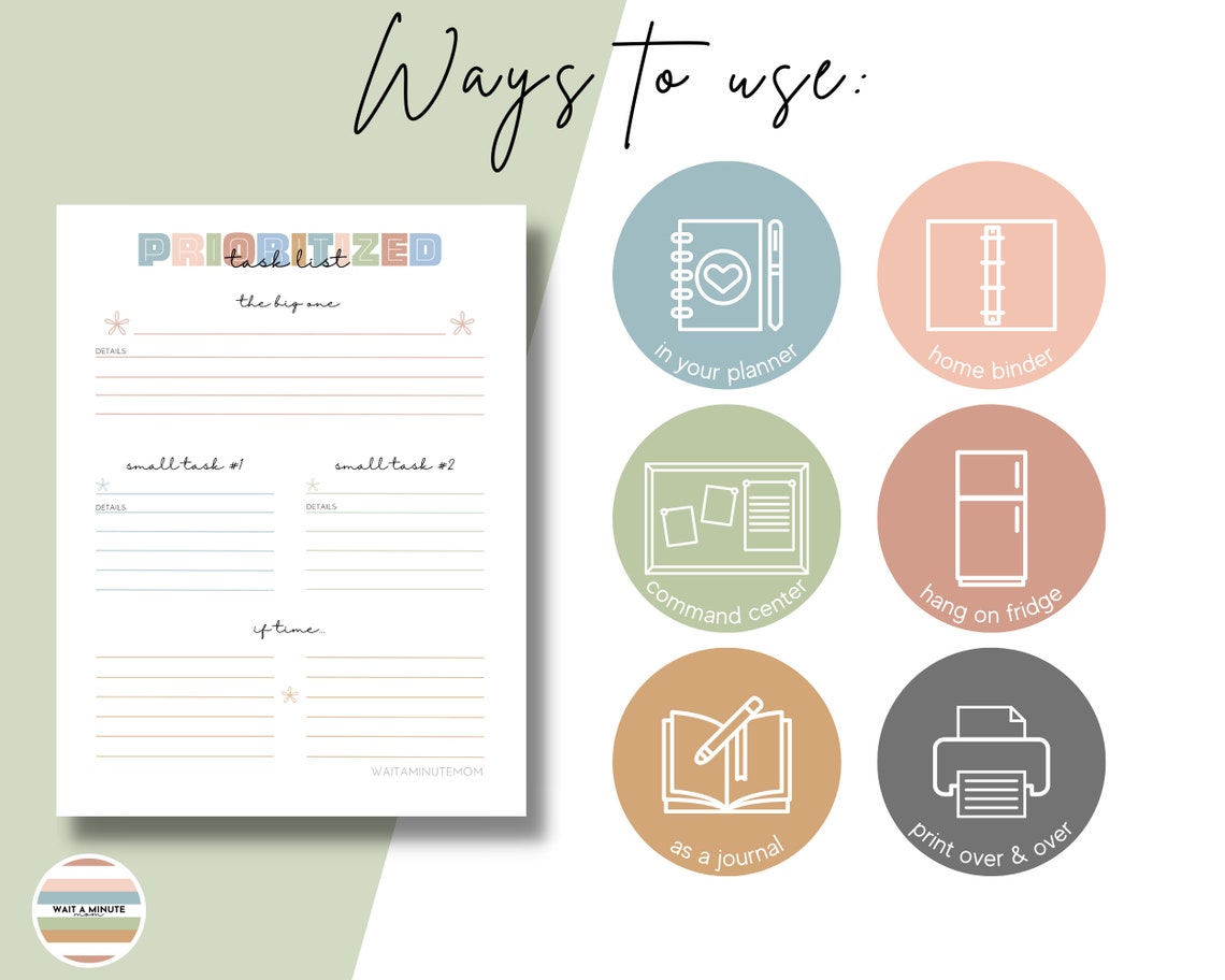Simple Prioritized Task List Printable for Busy Moms to Do - Etsy
