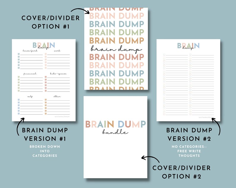 Brain Dump Printable Bundle, Decision Matrix, Thought Organizer ...