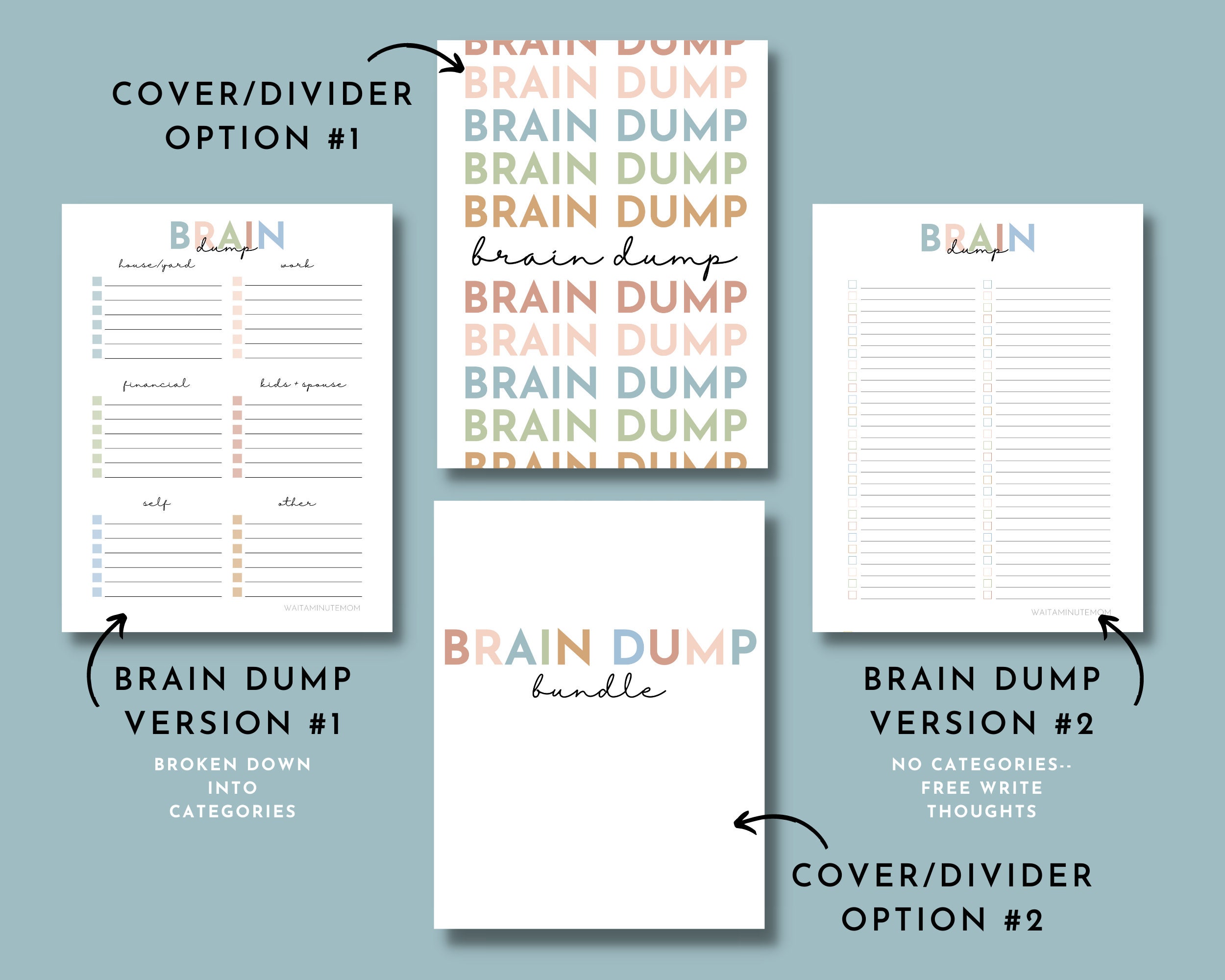 Brain Dump Printable Bundle, Decision Matrix, Thought Organizer ...